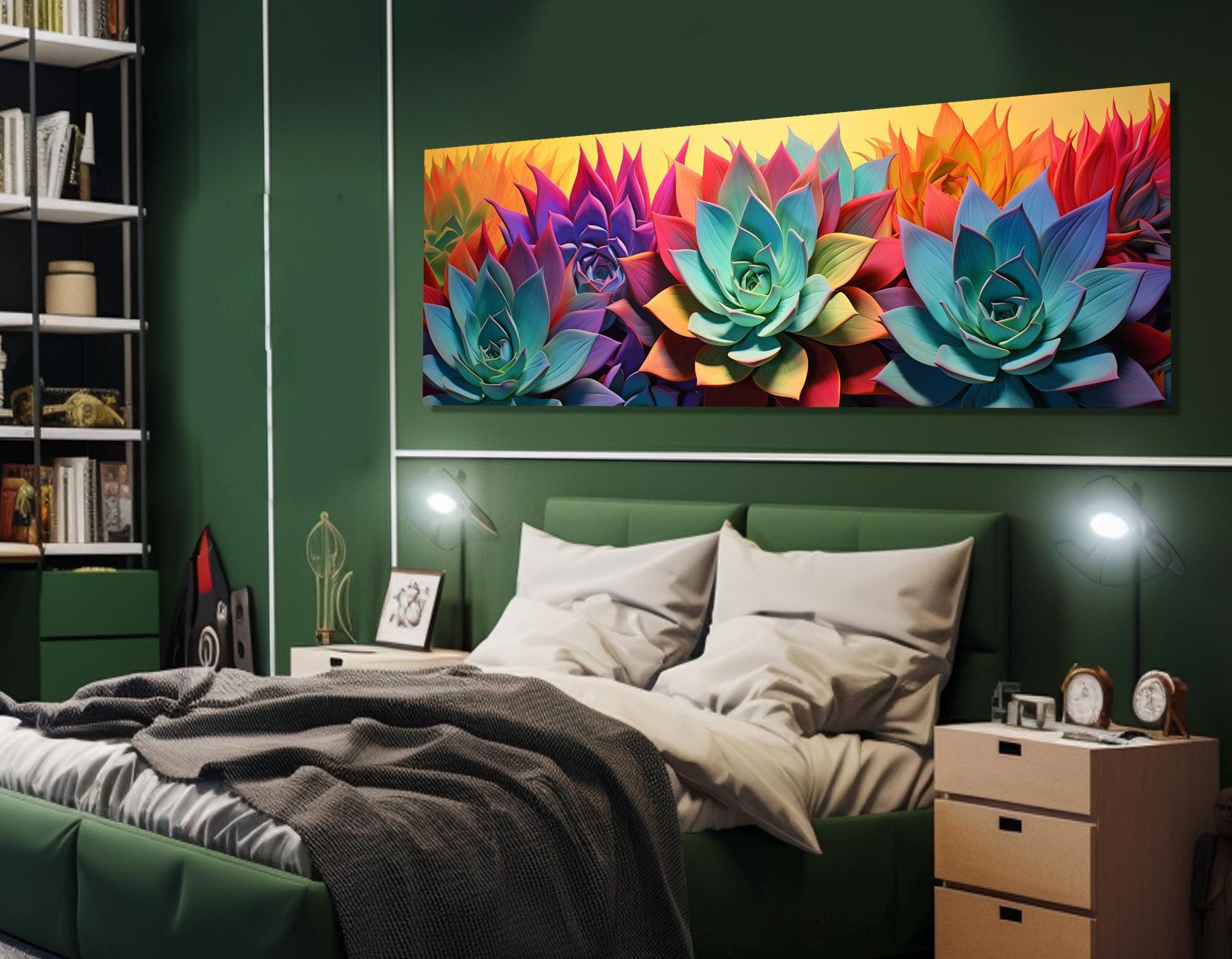 Colorful Agave Painting Canvas Print, Agave Wall Art, Cactus Canvas Art ...