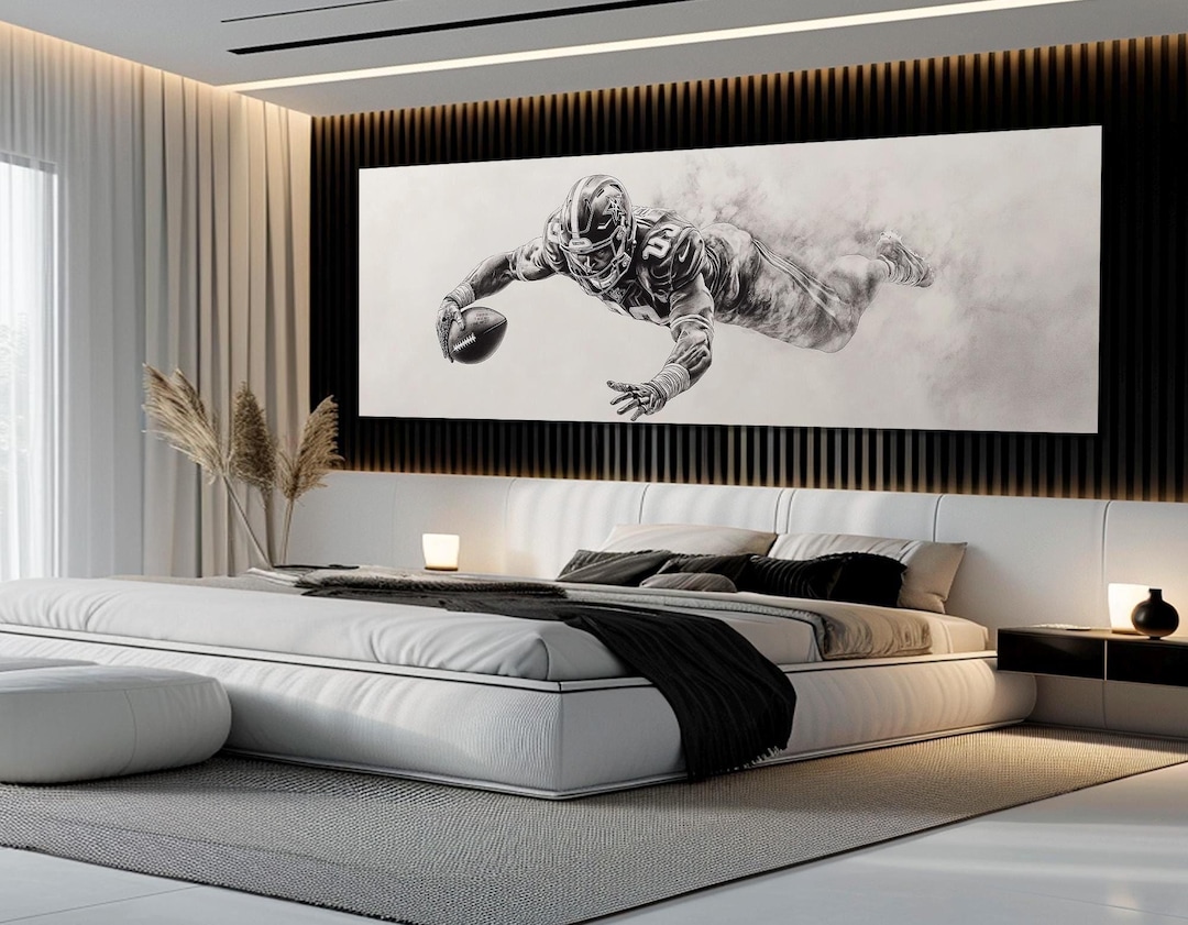 Touchdown Canvas Print, Football Wall Art, Man Cave Wall Decor ...