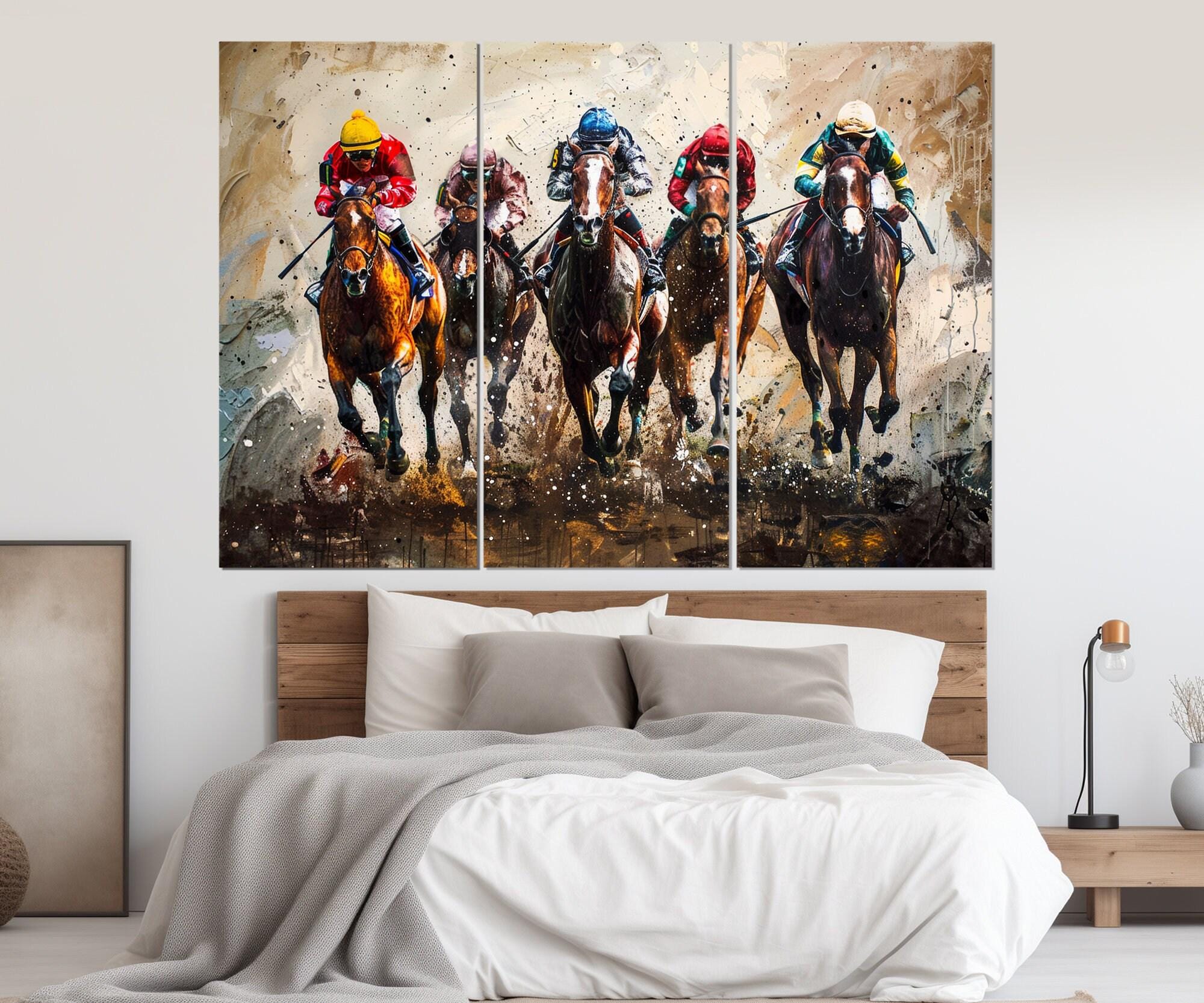Horse Racing Canvas Print, Horses Wall Art, Horse Racing Painting ...