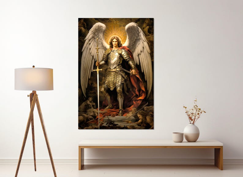 St. Michael the Archangel Painting Canvas Print, Roman Catholic Wall ...