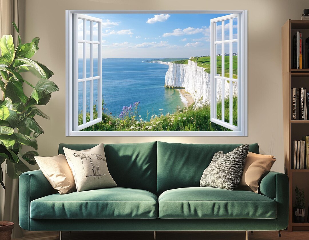 Open Window With White Cliffs of Dover View Canvas Print, Cliffs of ...