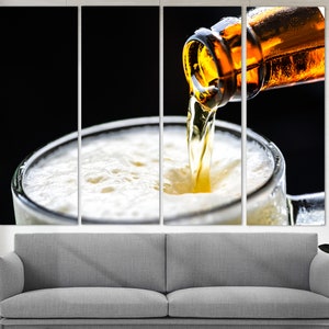 Beer Canvas Art, Bar Wall Decor, Beer Print, Kitchen Wall Decor, Man ...