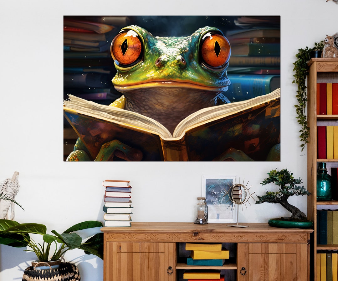 Frog Reading Book Abstract Painting Canvas Print Kids Room - Etsy