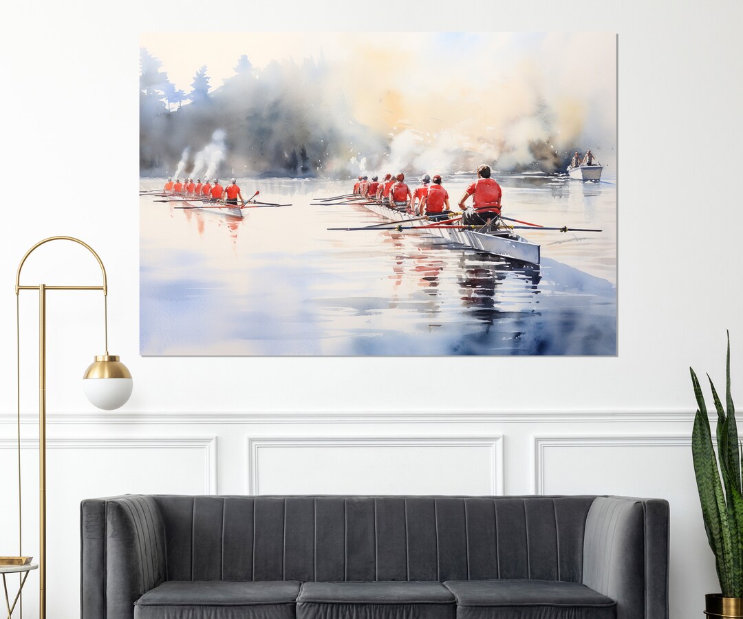 Rowing Wall Art, Rowing Painting Canvas Print, Rower Gift, Boating ...