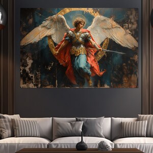 Saint Michael the Archangel Canvas Art, Roman Catholic Wall Art, St ...