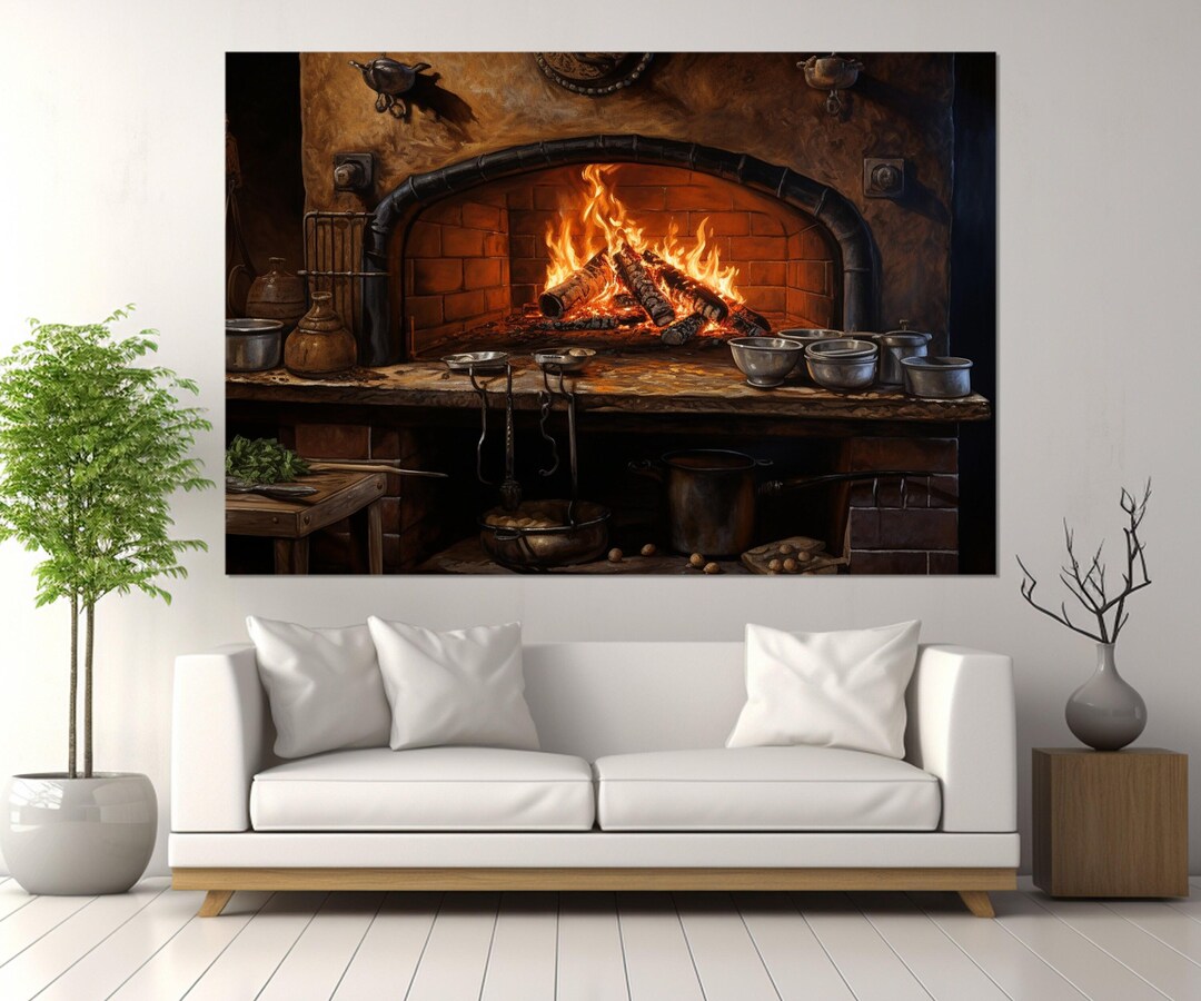 Vintage Oven Canvas Print, Bakery Wall Decor, Pizzeria Wall Decor ...