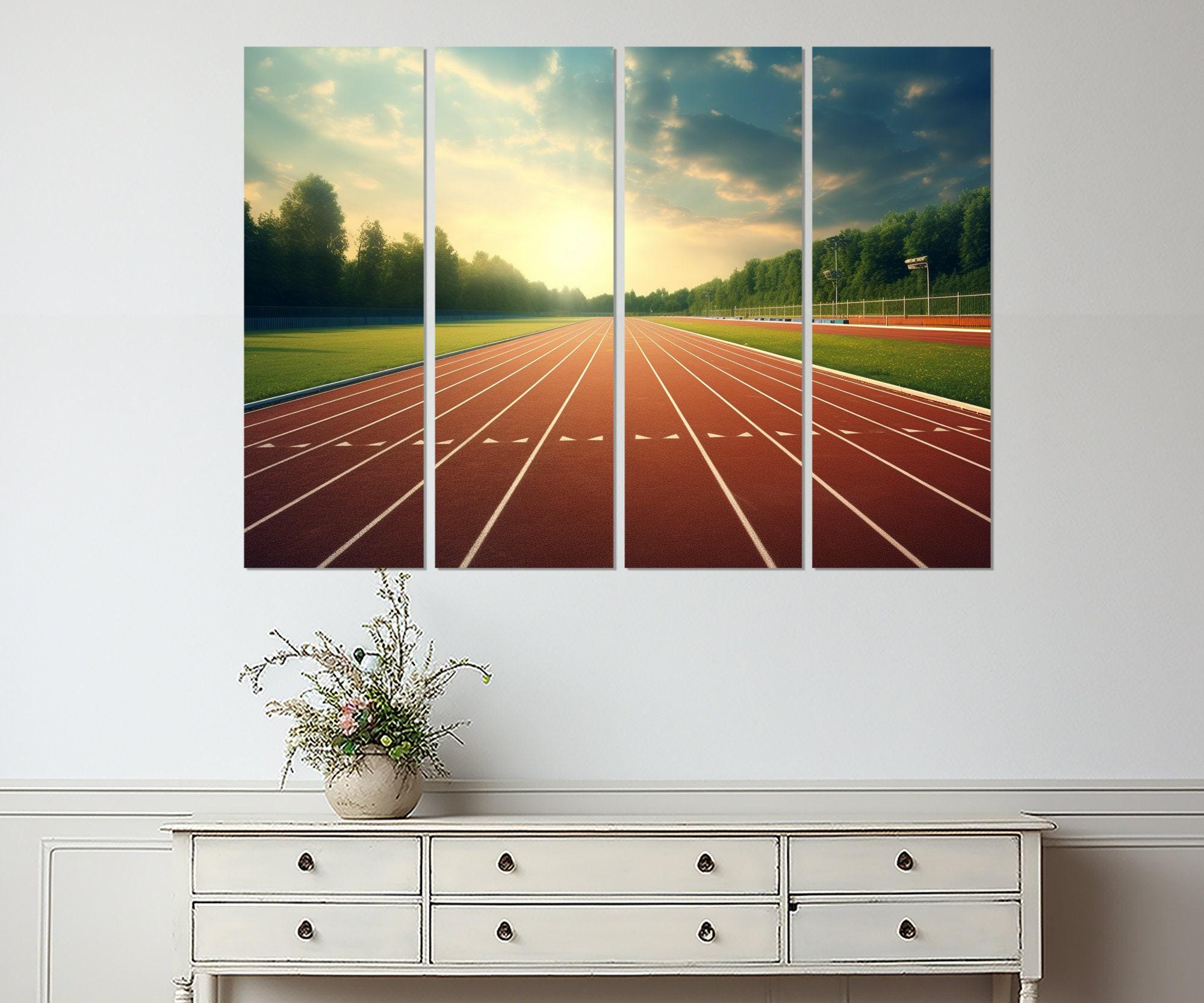 Running Track Canvas Print, Abstract Running Wall Art, Runner Room ...