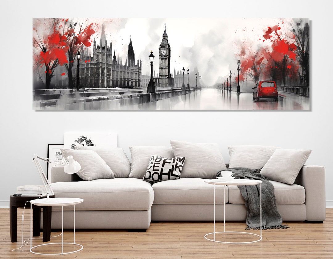 Abstract London Painting Canvas Print, Large London Wall Art, Modern ...
