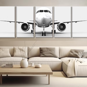 Minimalist Aircraft Canvas Print, Large Plane Panoramic Canvas ...