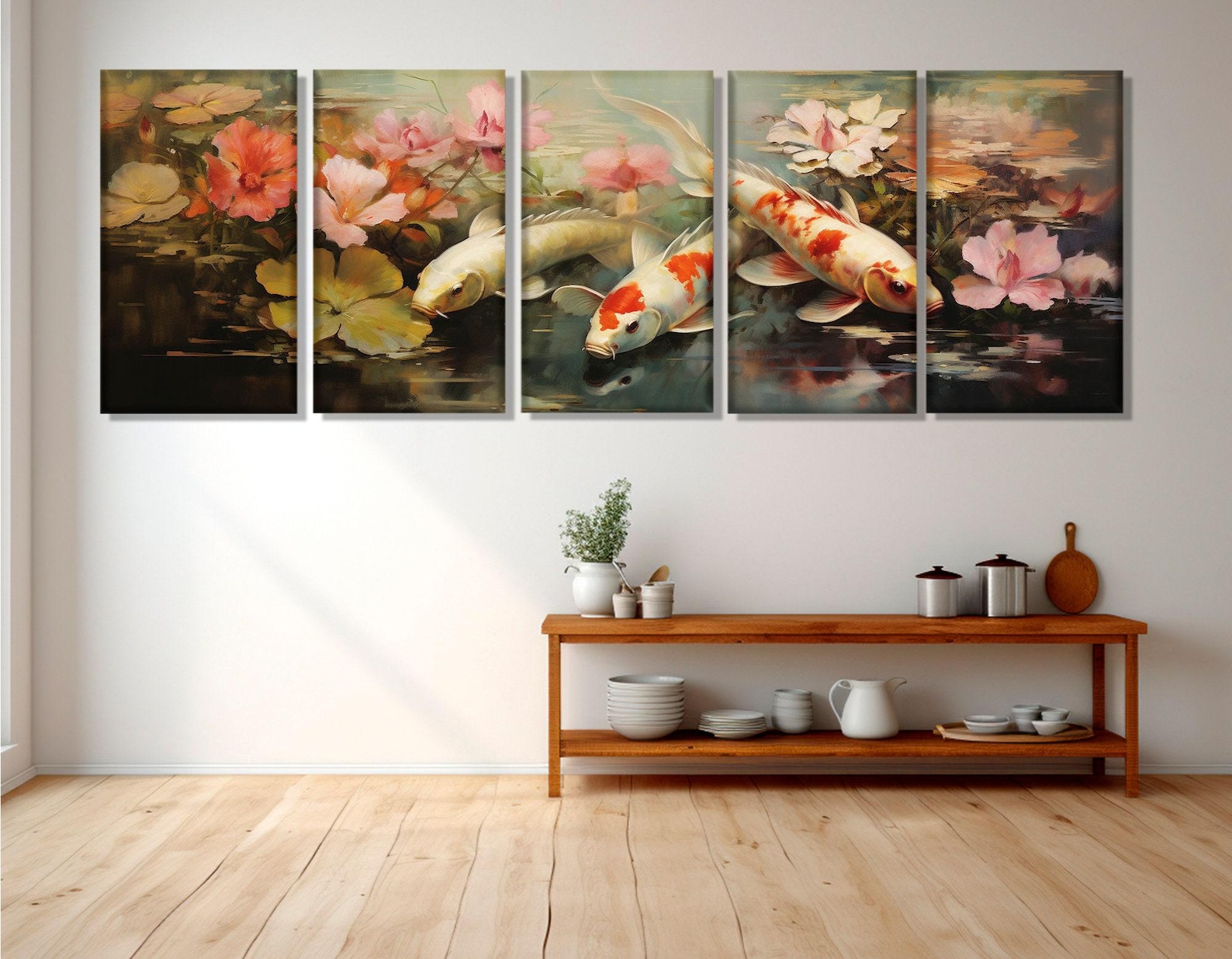 Large Koi Fish Painting, Abstract Koi Fish Canvas Print, Underwater ...