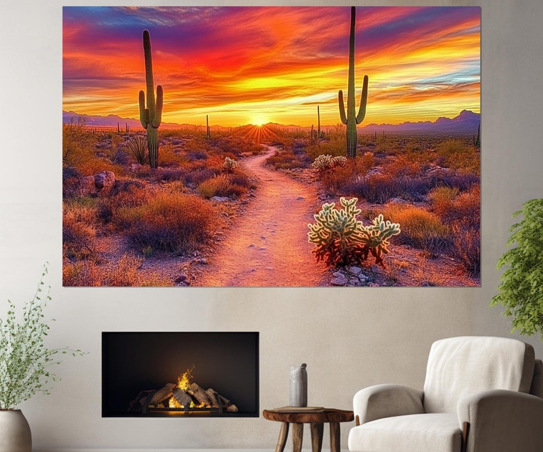 Scenic Sunset in Arizona Desert Canvas Print, Arizona Painting, Arizona ...