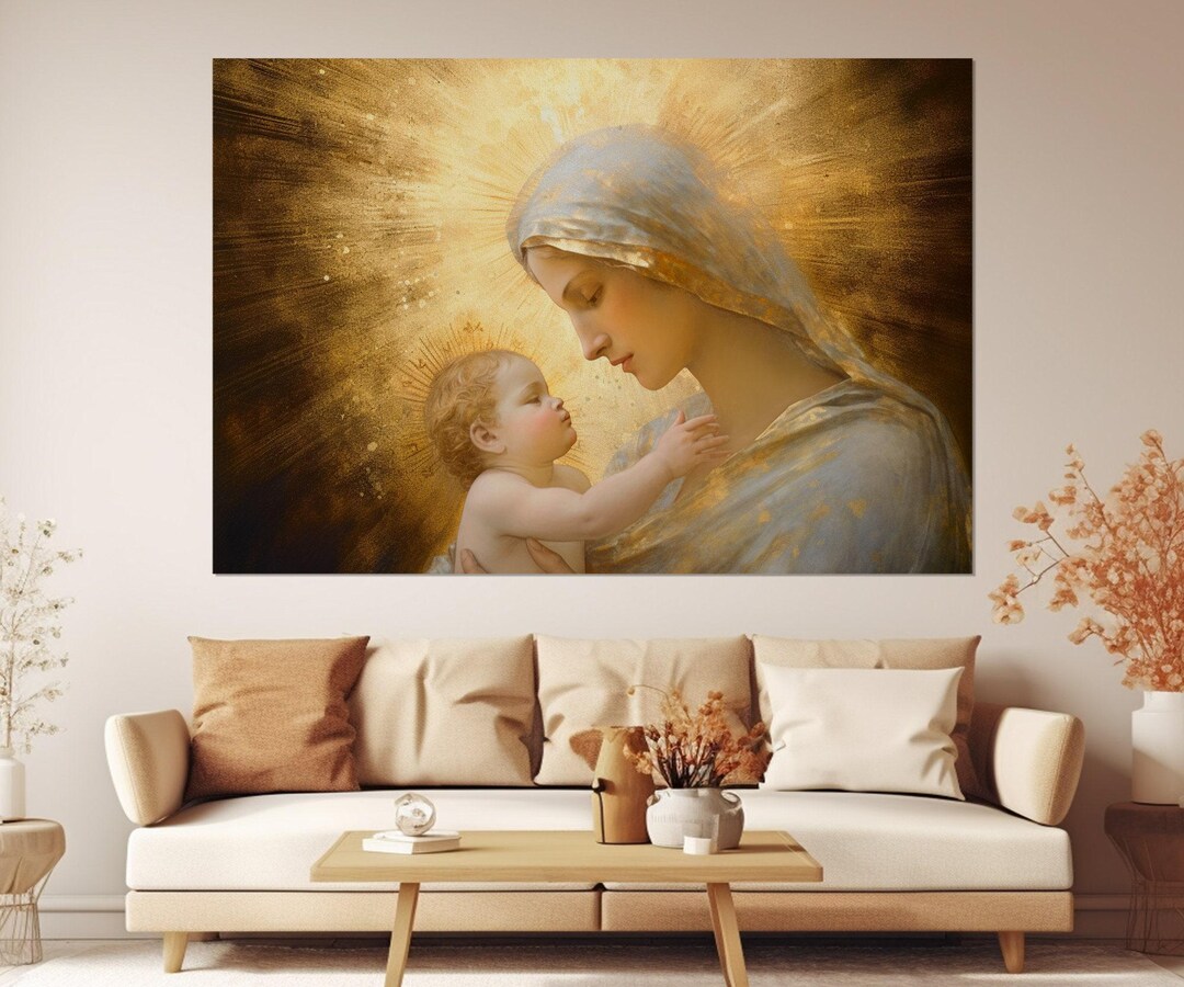 Mary the Blessed Virgin Painting Canvas Print, Religious Wall Art, Mary ...