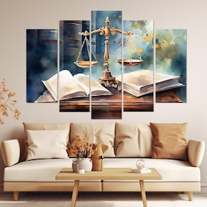 Justice Wall Art, Vintage Style Justice Oil Painting Canvas Print ...