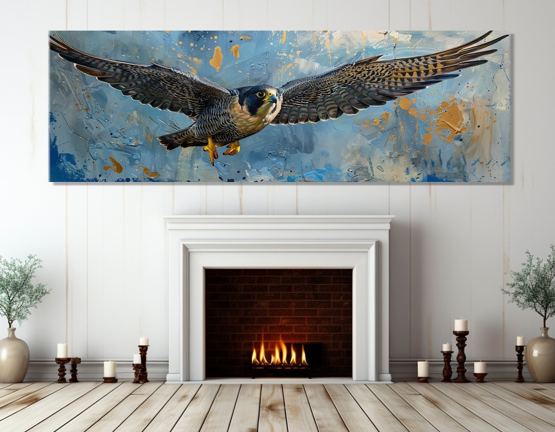 Large Peregrine Falcon Painting Canvas Print, Birds Wall Art, Peregrine Falcon Poster, Large ...