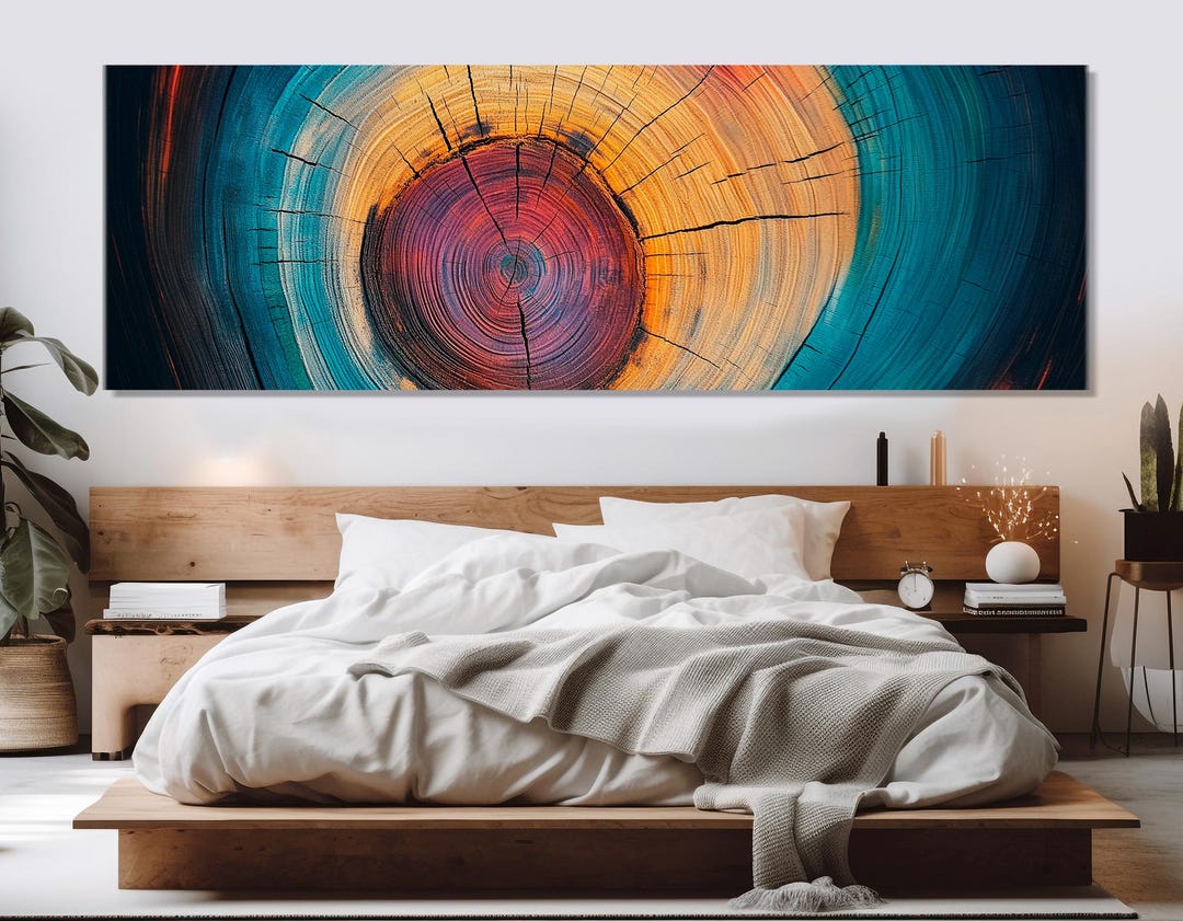 Colorful Tree Rigs Canvas PRINT, Tree Cut Wall Art, Wood Texture ...