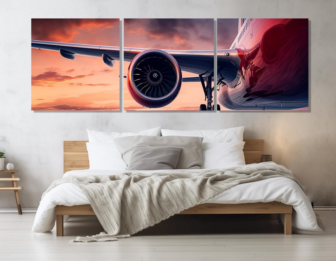 Large Airplane Wing Canvas Print, Aviation Wall Art, Framed and Ready ...