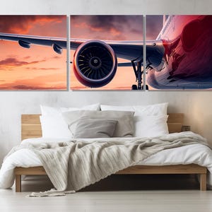 Large Airplane Wing Canvas Print, Aviation Wall Art, Plane Turbine ...