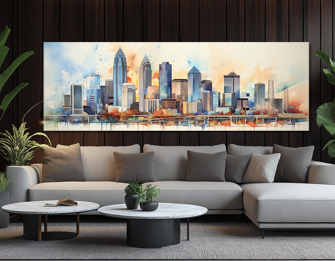 Abstract Charlotte Painting Canvas Print, Watercolor Charlotte Wall Art ...