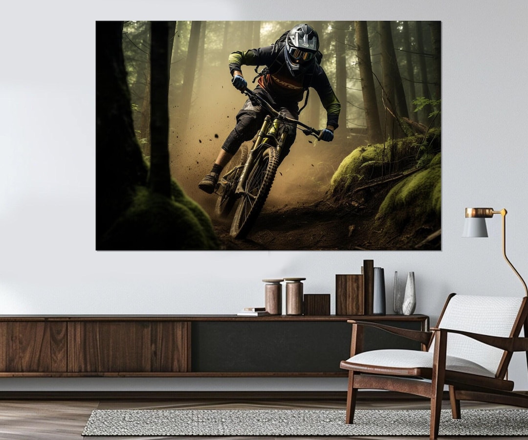 Mountain Bike Canvas Print, Downhill Poster, Velo Sport Wall Art ...