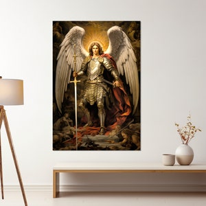 St. Michael the Archangel Painting Canvas Print, Roman Catholic Wall ...