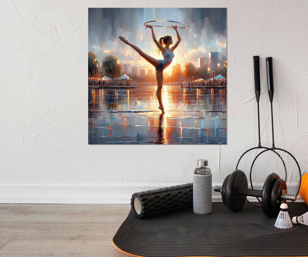 Gymnastics Wall Art, Beautiful Gymnast With Hoop Canvas Print, Abstract ...
