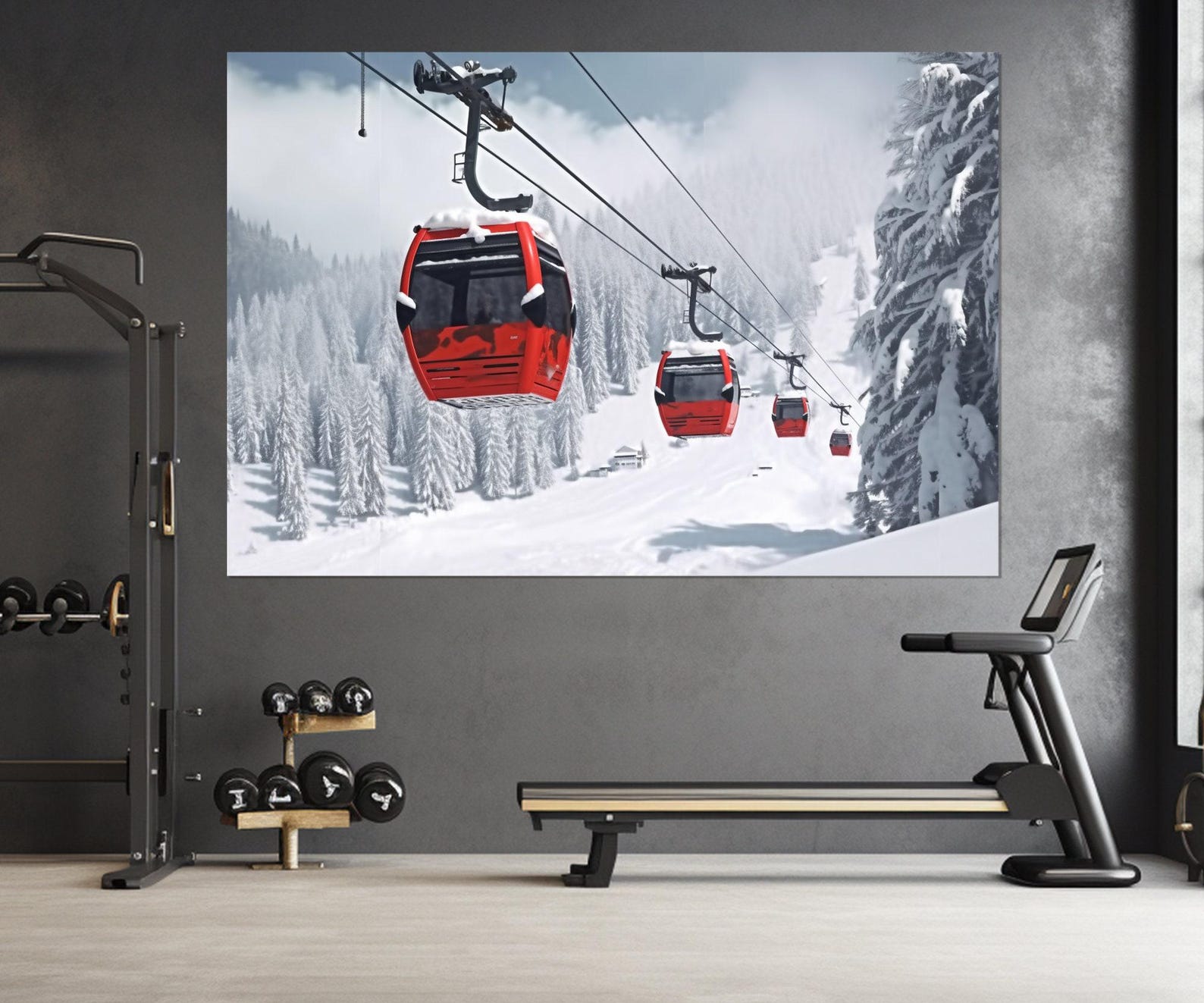 Scenic Winter Landscape, Ski Lift Canvas Print, Ski Rent Decor, Winter ...