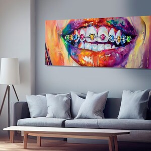 Abstract Braces Painting Canvas Print, Orthodontist Canvas, Dental ...