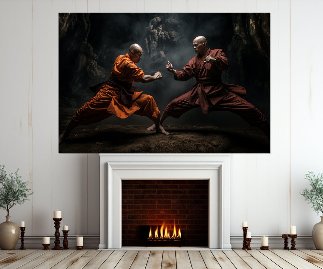 Shaolin Monks Canvas Print, Kung Fu Wall Art, Kung Fu Canvas Print ...