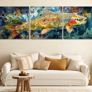 Large Rainbow Trout Canvas Print, Fishing Wall Art, Rainbow Trout ...