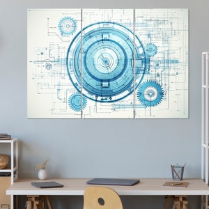 Engineering Wall Art, Engineer Gift, Engineering Drawing Canvas Print ...