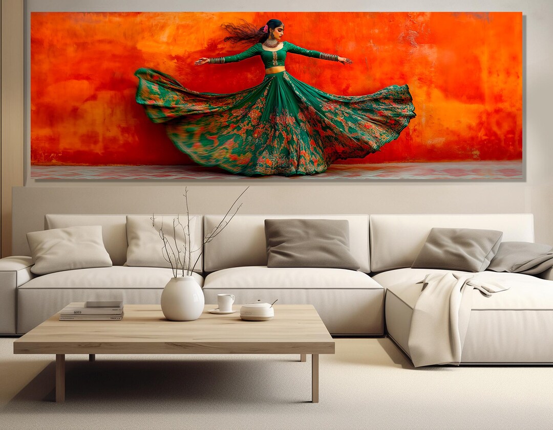 Indian Lady Dancer Painting Canvas Print, Abstract Indian Dance Poster ...