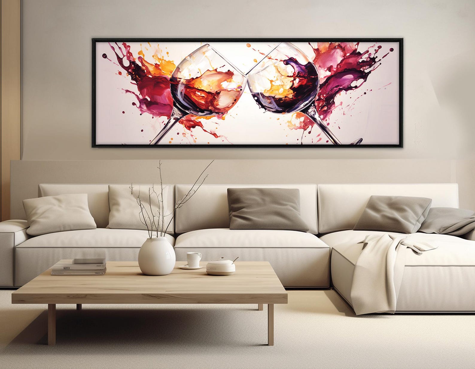Large Wine Wall Art, Wine Glasses Painting, Wine Shop Decor, Winery ...