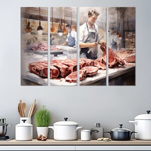 Butcher Shop Wall Decor, Butcher Painting Canvas Print, Butcher Gift ...