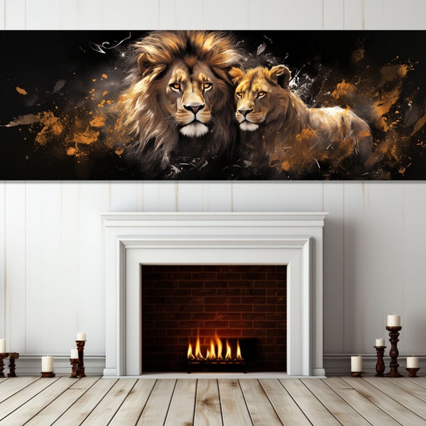 Framed Lion and Lioness Wall Art - Etsy