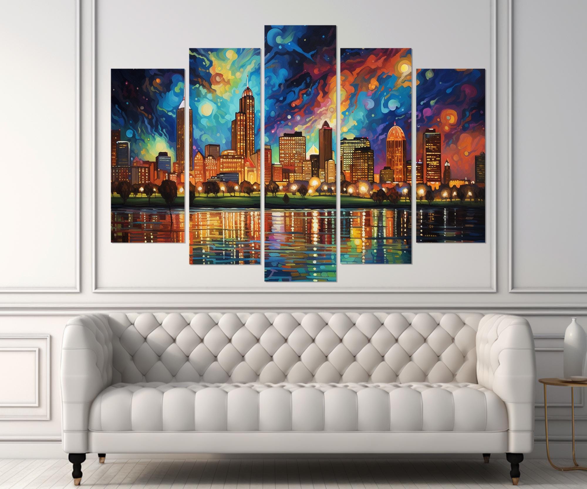 Abstract Detroit Skyline Painting, Detroit Canvas Print, Detroit Wall ...