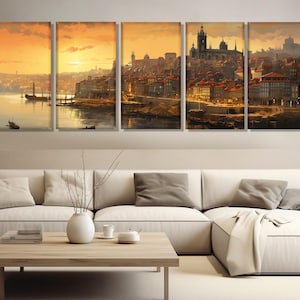 Vintage Porto Painting Canvas Print, Vintage Portugal Painting, Porto ...