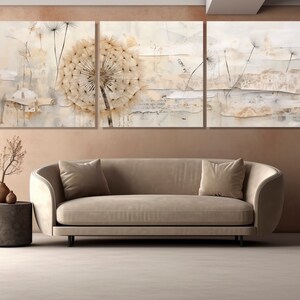 Abstract Dandelion Painting Canvas Print, Floral Wall Art, Large Floral ...