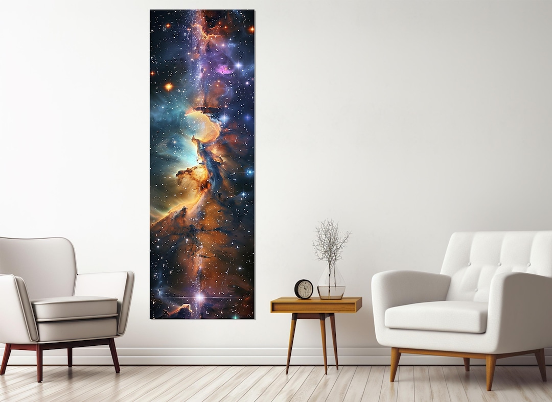 Abstract Universe Canvas Print, Vertical Space Painting, Colorful ...