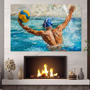 Water Polo Wall Art, Water Polo Watercolor Canvas Print, Water Polo Fan ...