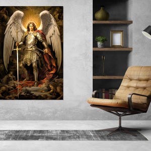 St. Michael the Archangel Painting Canvas Print, Roman Catholic Wall ...