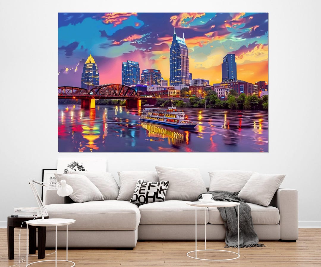 Nashville Skyline, Abstract Nashville Canvas Print, Nashville Wall Art ...