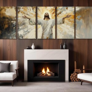 Large Jesus Christ Canvas Print, Abstract Religious Painting, Religious Bedroom Wall Decor ...