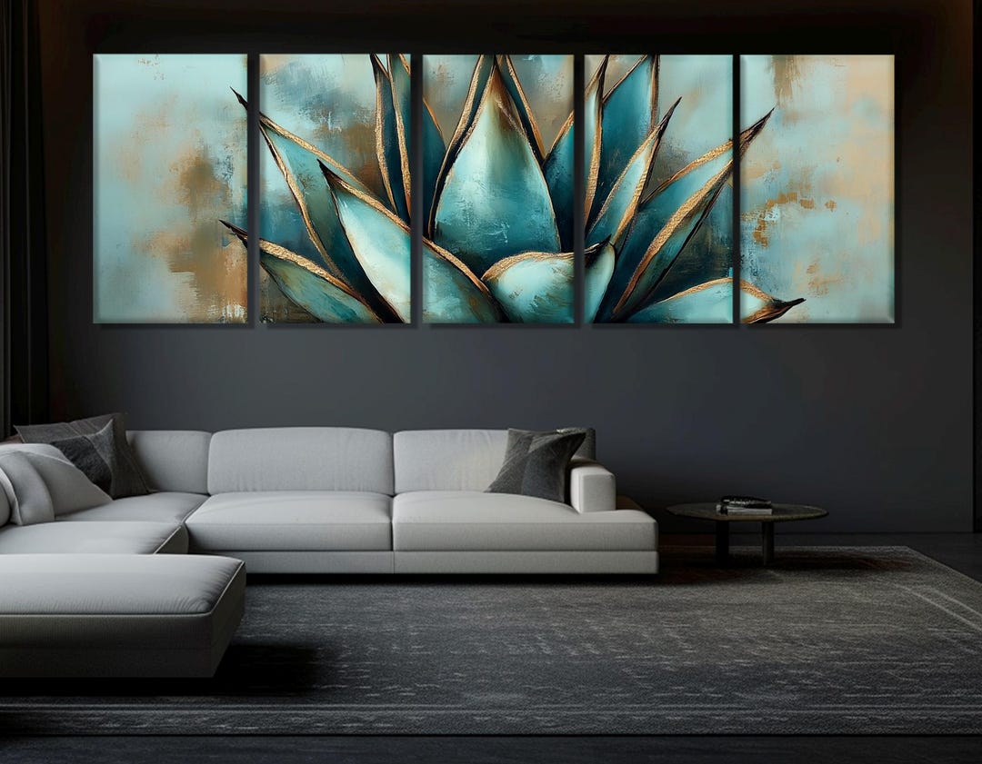 Abstract Agave Cactus Canvas Print, Agave Wall Art, Luxury Plants ...