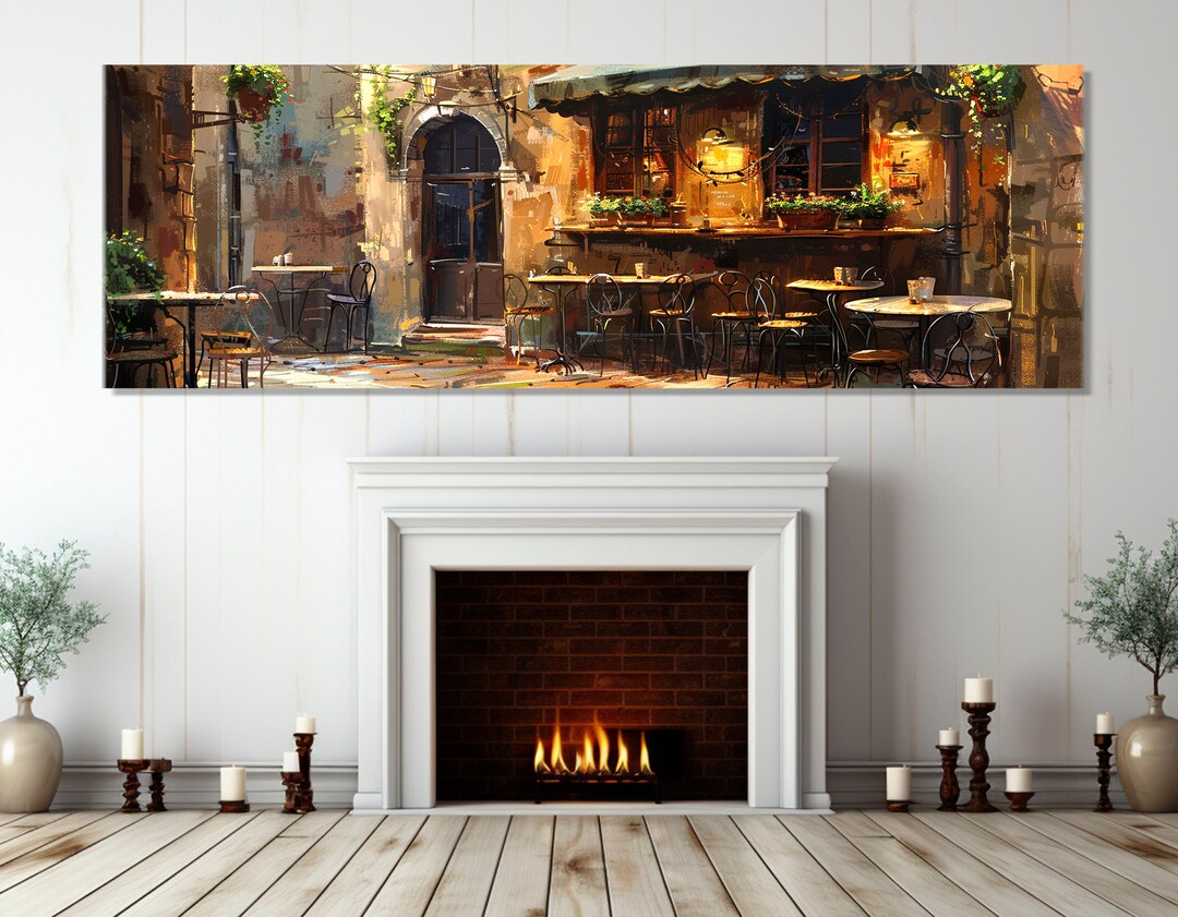 Small Italian Bistro Painting Canvas Print, Italy Wall Art, Romantic ...