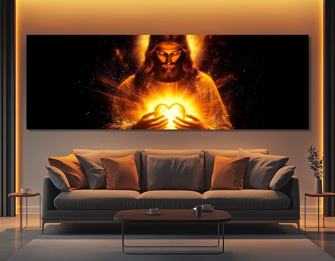 Jesus Christ Holding Heart Canvas Print, Religious Painting, Cardiology ...
