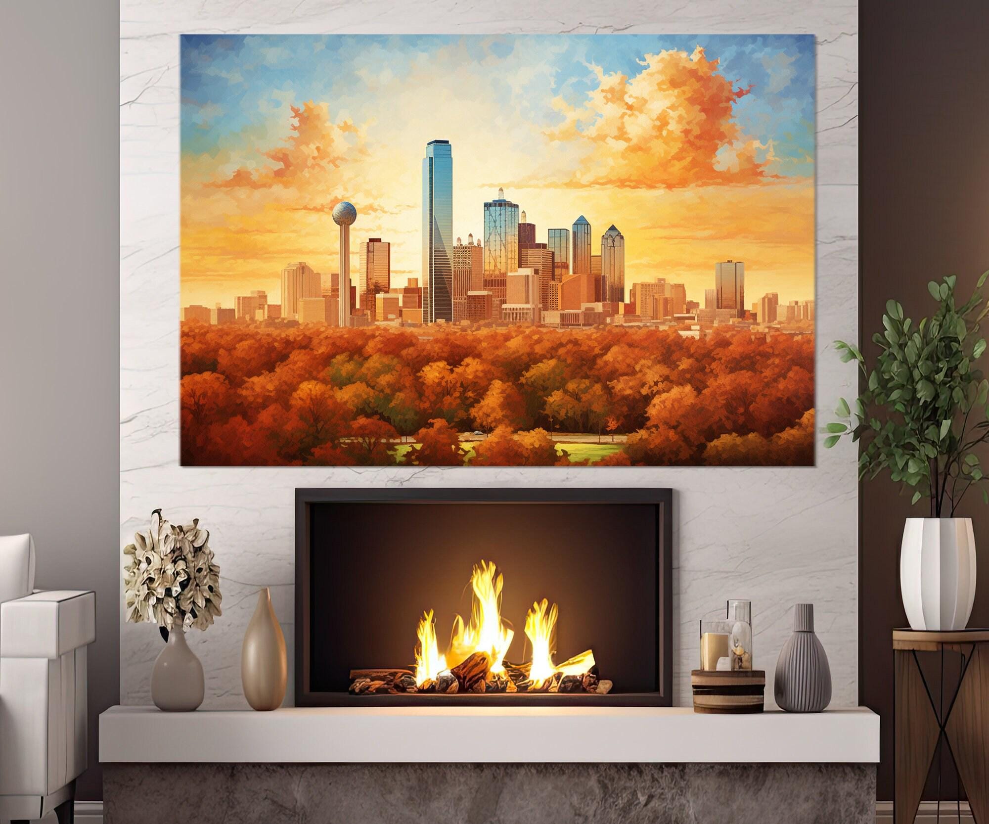 Abstract Dallas Skyline Painting, Dallas Canvas Print, Dallas Wall Art ...