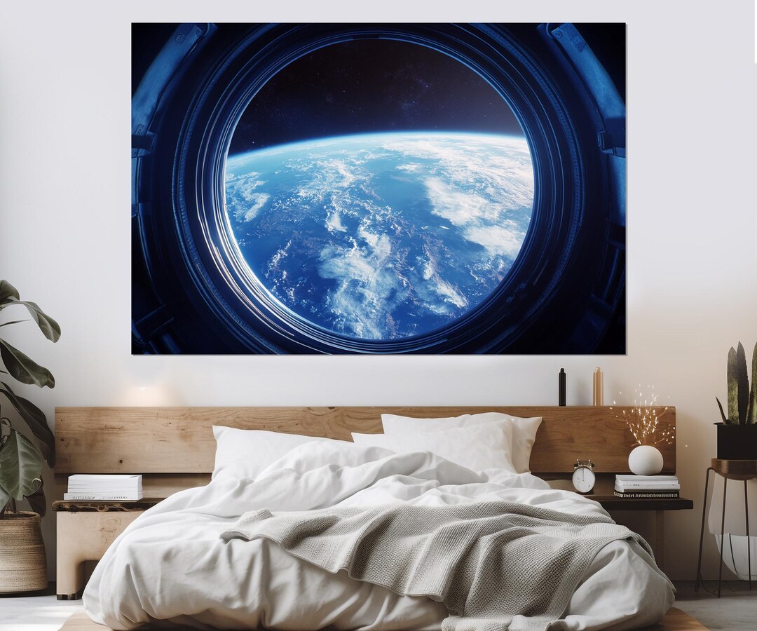Spaceship Window to Planet Earth Canvas Print, Space Wall Art ...