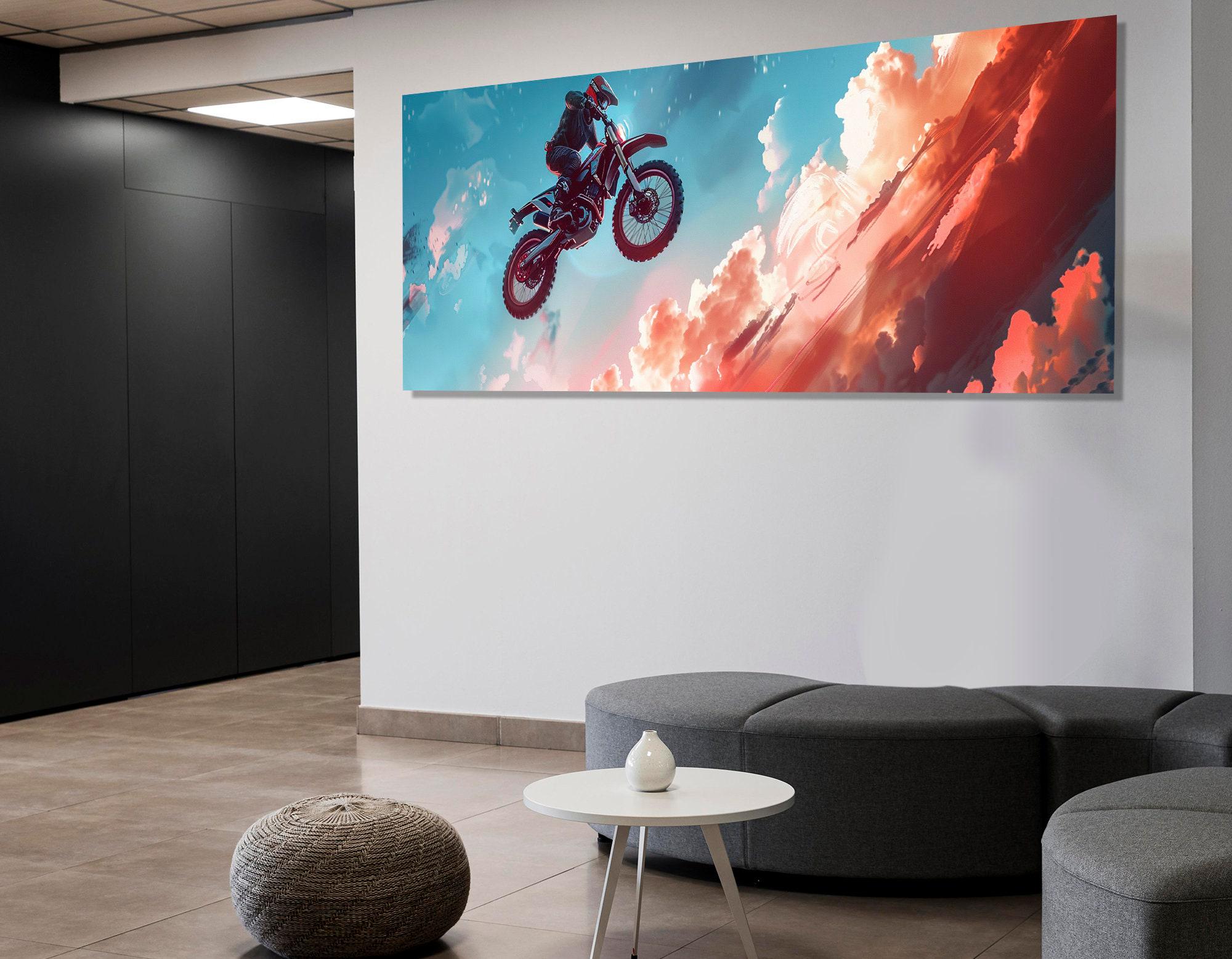 Large Motocross Jump Canvas Print, Motocross Wall Art, Abstract Dirt ...
