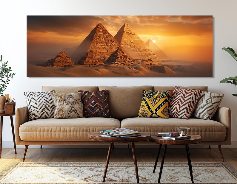Scenic Egypt Sunset Canvas Print, Abstract Egypt Wall Art, Egyptian ...