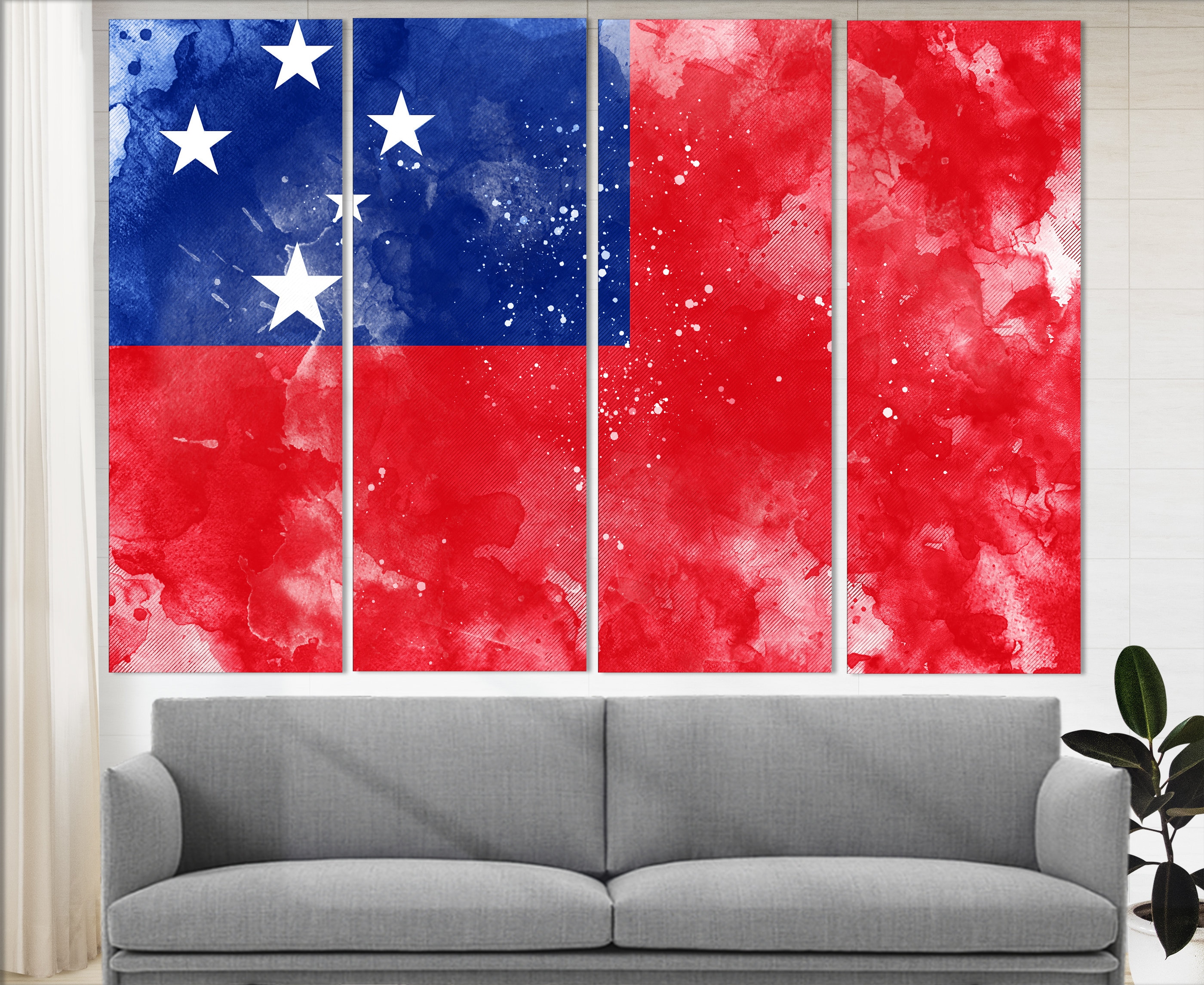 Samoa Flag Canvas Print Samoa Wall Art Flag of Samoa Print - Etsy